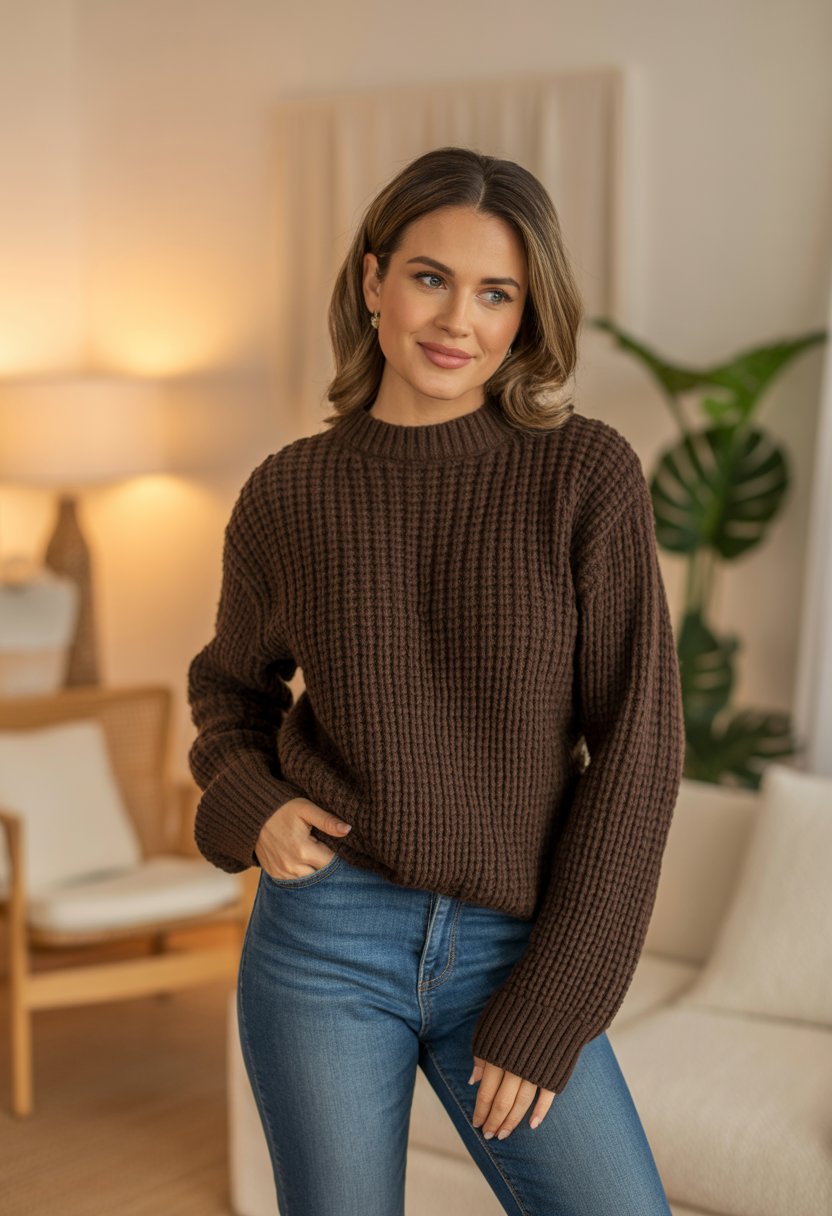 15 Cute Brown Sweater Outfit Ideas for The Season - WithLoveLive