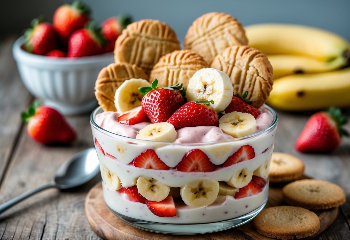 Strawberry Banana Pudding with Chessmen Cookies Recipe: Easy Steps ...