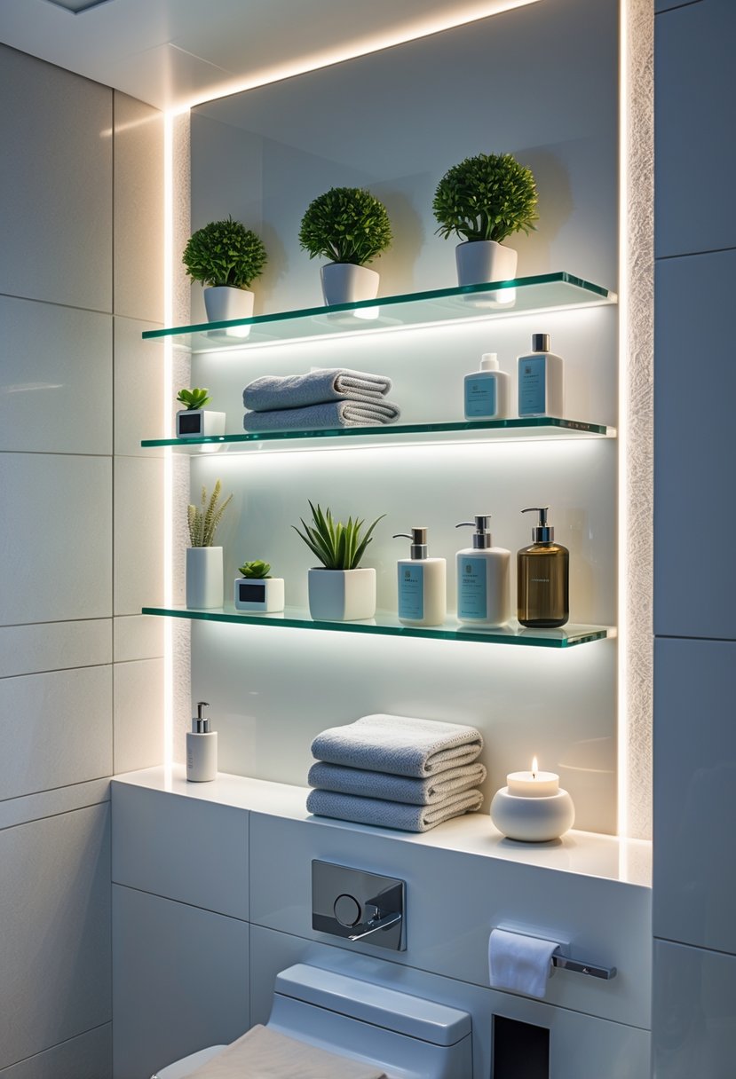 17 Stylish Bathroom Shelf Decor Ideas Over the Toilet - NapplesMedia