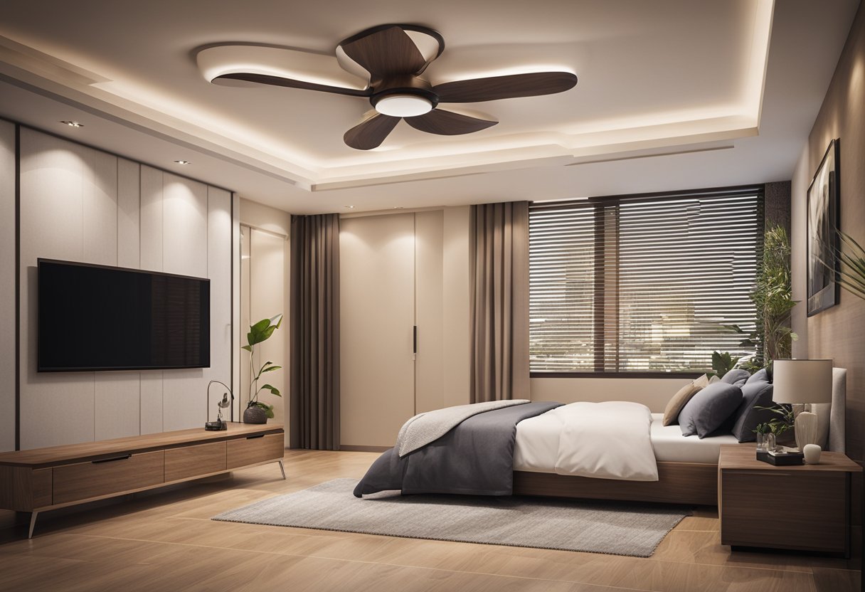 Enhance Bedroom: False Ceiling with Fan Tips