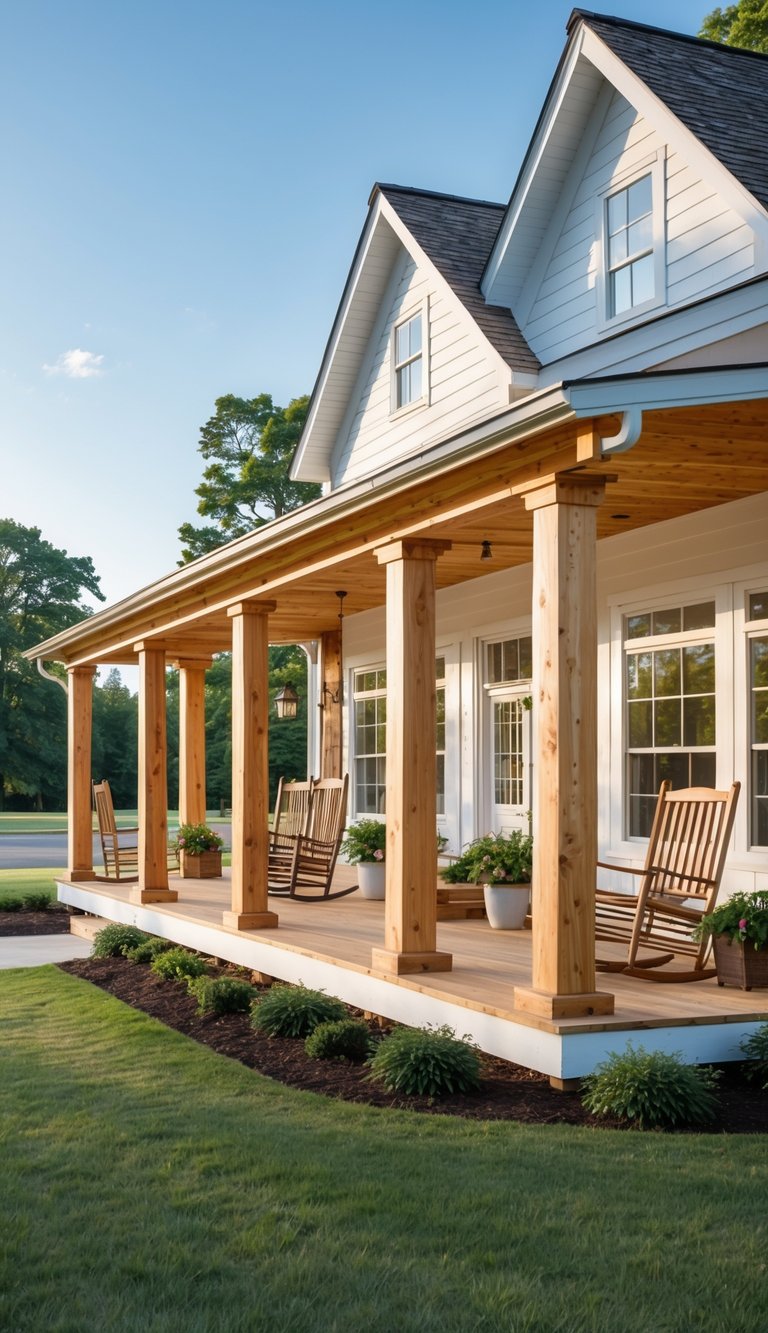 13 Farmhouse Front Porch with Cedar Posts Ideas for Timeless Curb Appeal