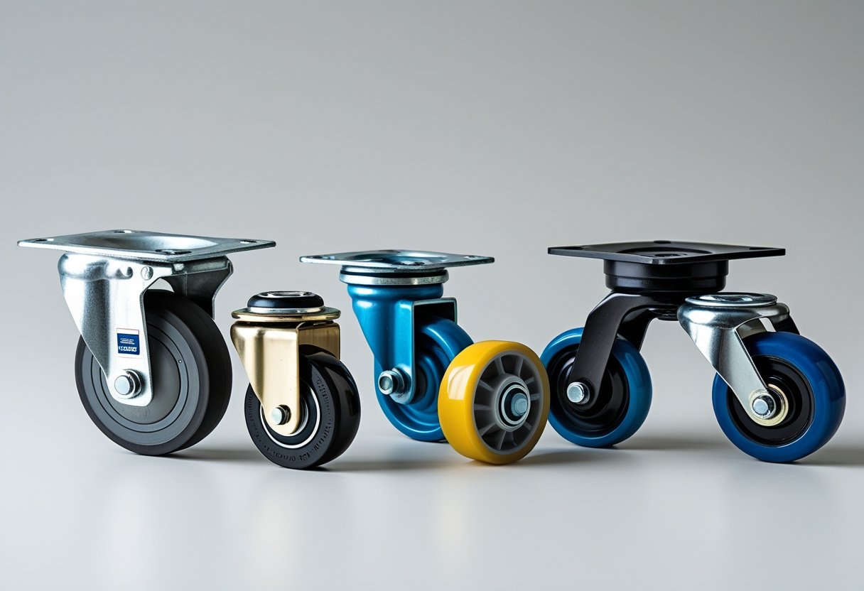 A collection of various specialized caster wheels made from different ...