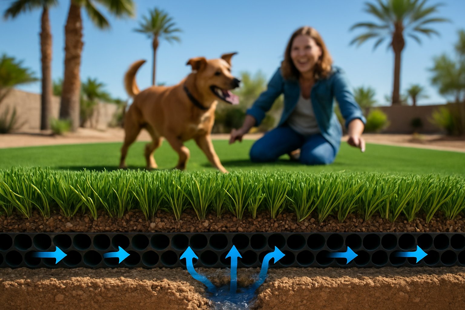 Artificial Turf Drainage System for Dogs | Sparkly Turf