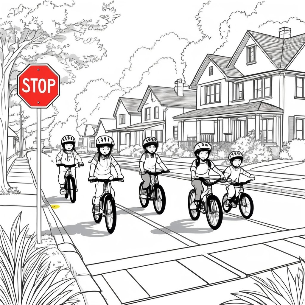 Bike Safety Coloring Pages for Teaching Kids Essential Riding Rules ...
