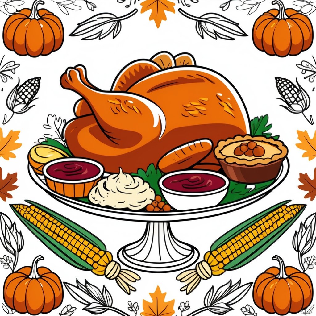 Thanksgiving Food Coloring Pages for Creative Family Activities and ...