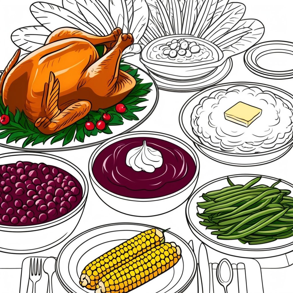 Thanksgiving Food Coloring Pages for Creative Family Activities and ...