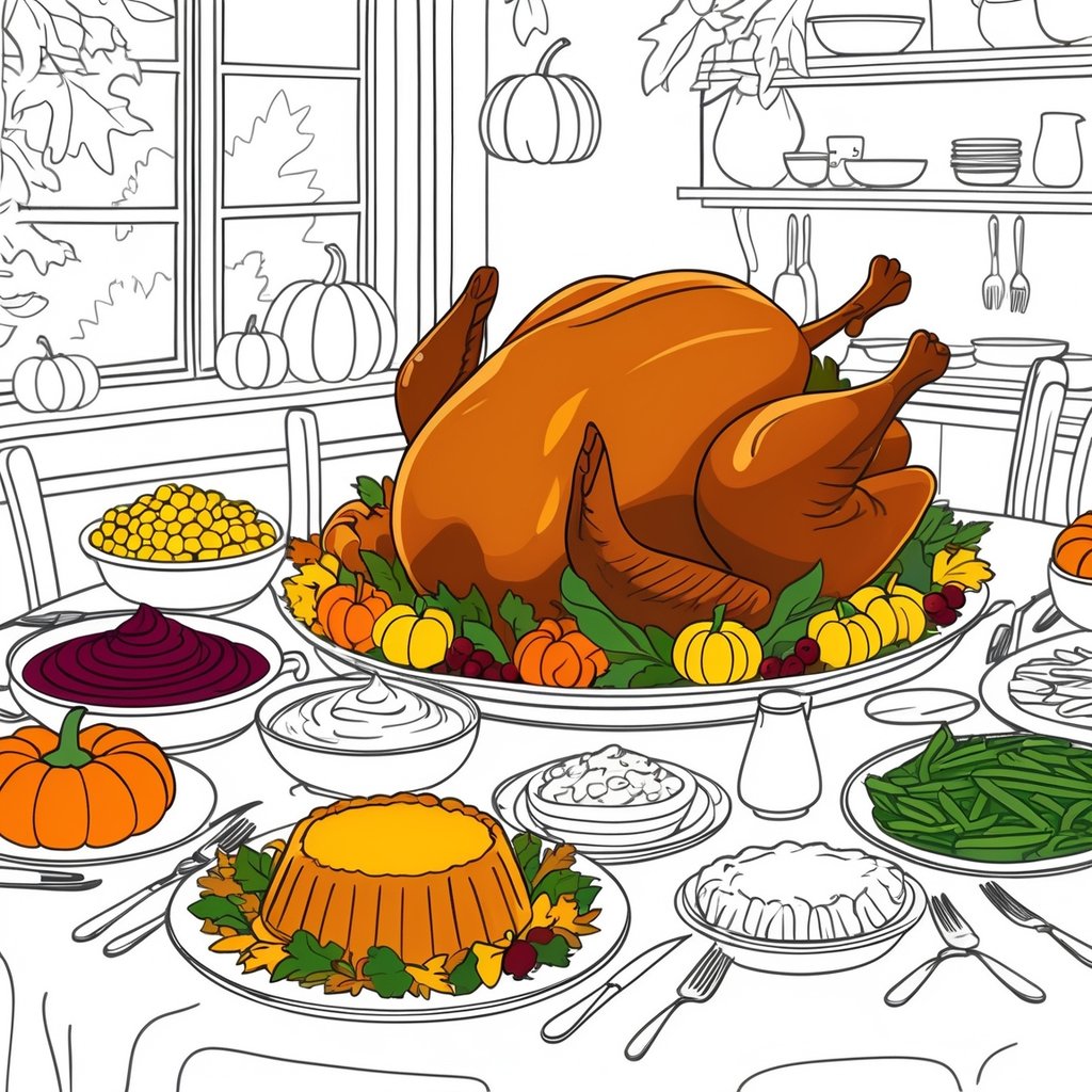 Thanksgiving Food Coloring Pages for Creative Family Activities and ...