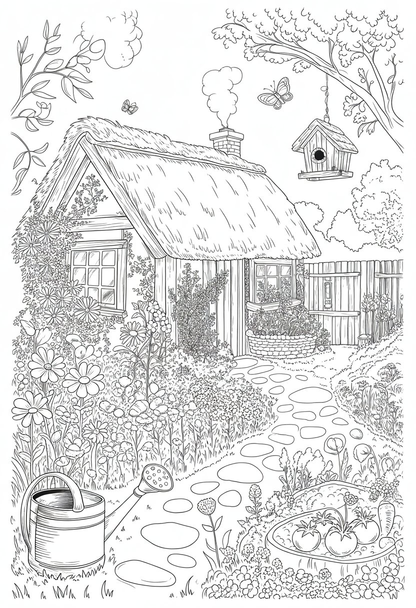 20 Best Cottagecore Coloring Pages PDF Printables & Png